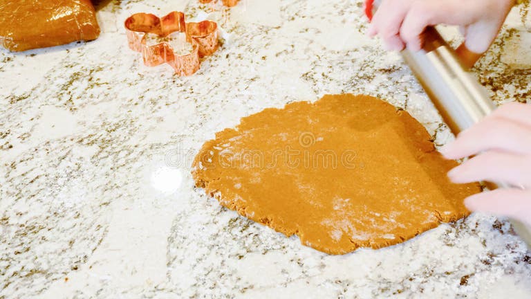 Baking Christmas Gingerbread Cookies in a Modern Kitchen Stock Image ...