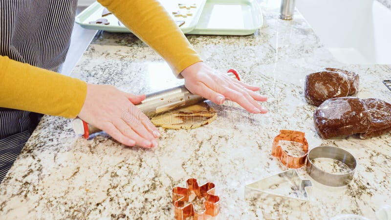 Baking Christmas Gingerbread Cookies in a Modern Kitchen Stock Photo ...