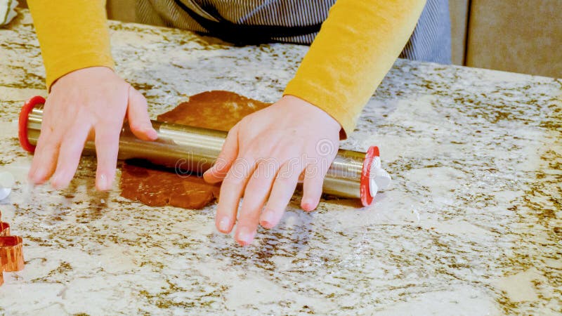 Baking Christmas Gingerbread Cookies in a Modern Kitchen Stock Image ...