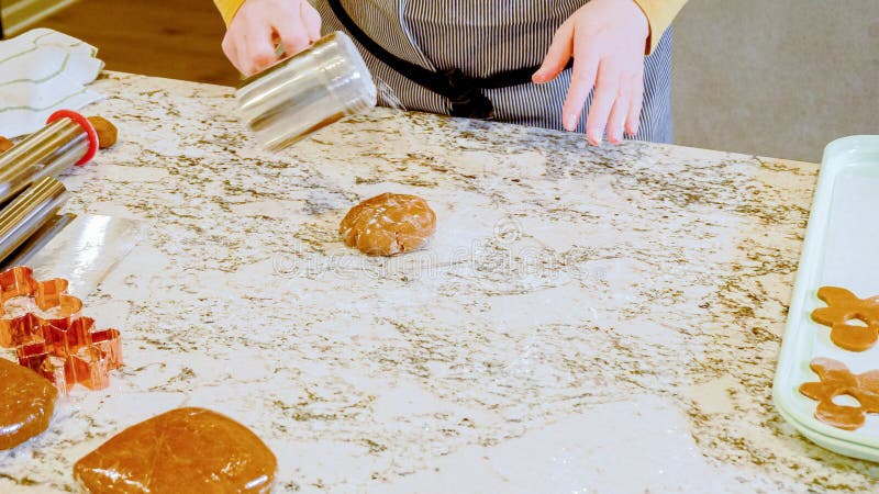 Baking Christmas Gingerbread Cookies in a Modern Kitchen Stock Image ...