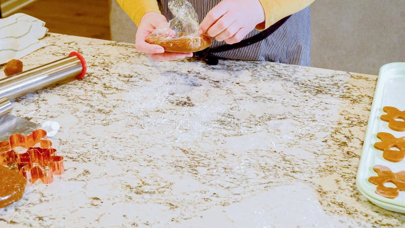 Baking Christmas Gingerbread Cookies in a Modern Kitchen Stock Photo ...