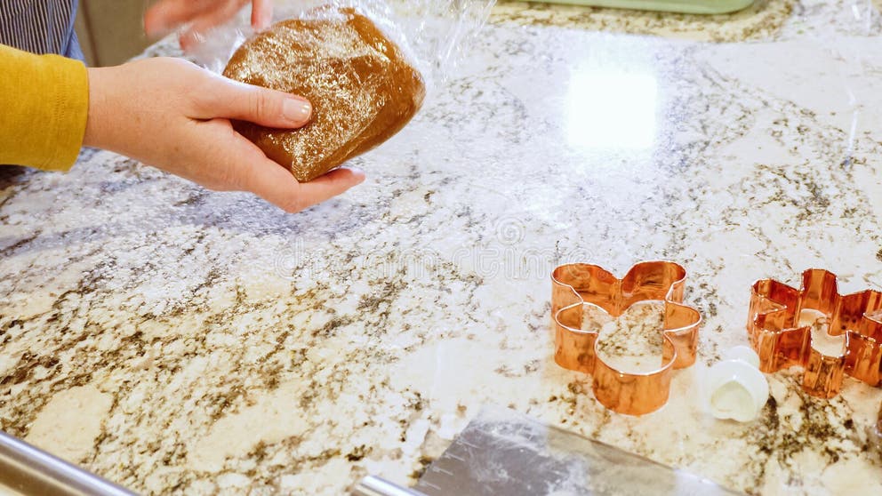 Baking Christmas Gingerbread Cookies in a Modern Kitchen Stock Photo ...