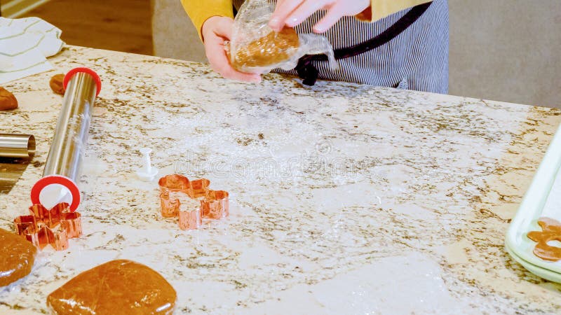 Baking Christmas Gingerbread Cookies in a Modern Kitchen Stock Image ...