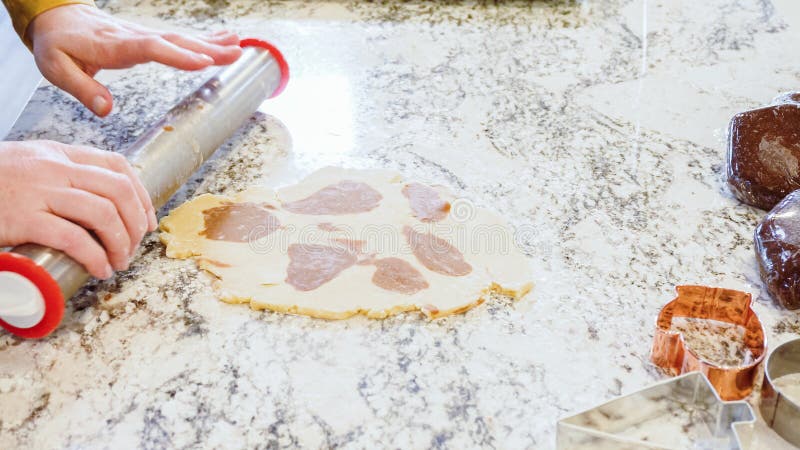 Baking Christmas Gingerbread Cookies in a Modern Kitchen Stock Image ...