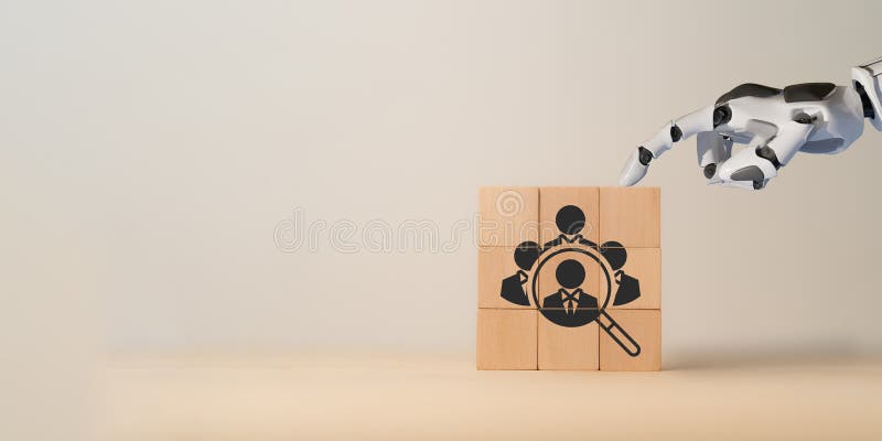 Using AI for Recruiting Concept. 3d Rendering Robot Hand Put ,pick or ...