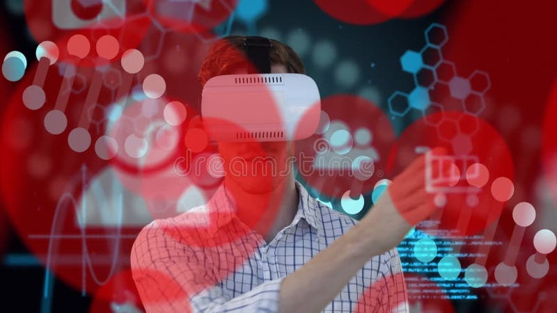 Using Animation, Person Wearing Virtual Reality Headset with Digital ...