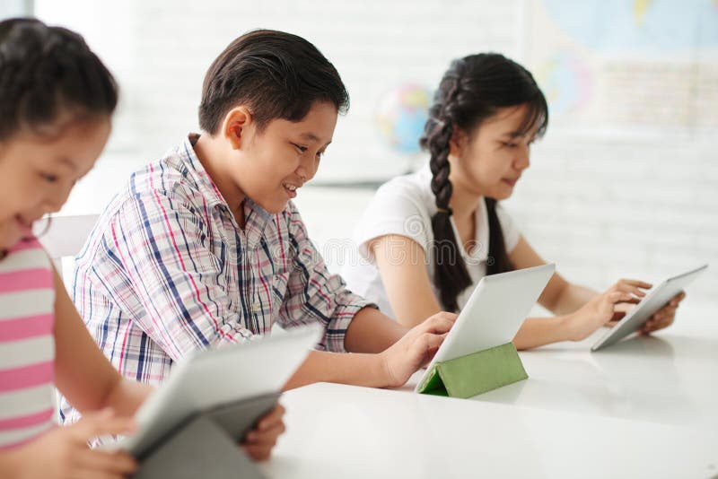 Using applications stock image. Image of school, modern - 79522297