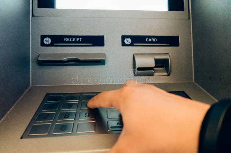 Using ATM cash machine stock image. Image of machine - 62906515