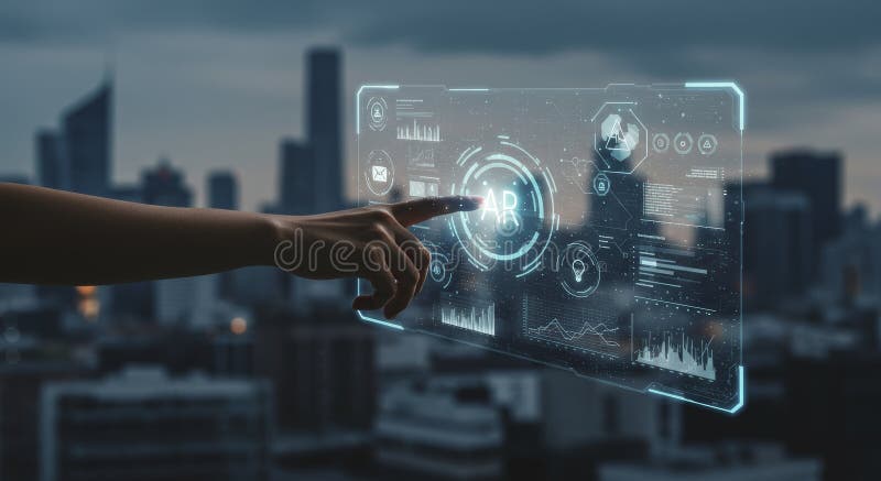 Using Augmented Reality Interface with City Skyline in Background at ...