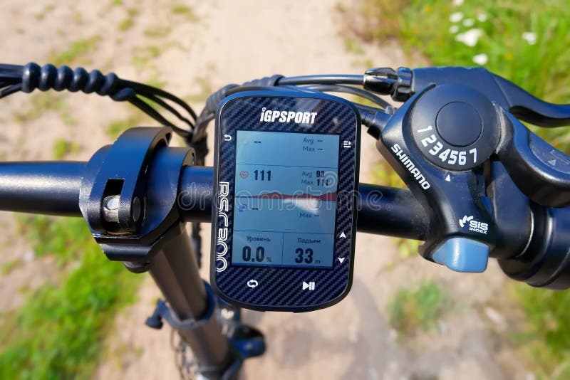 Using a Bicycle Computer. Bicycle Computer for Cycling Editorial Stock ...