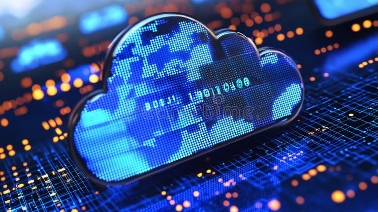 Using Binary Code and Networks, a Cloud Computing Concept is Presented. Stock Photo - Image of ...