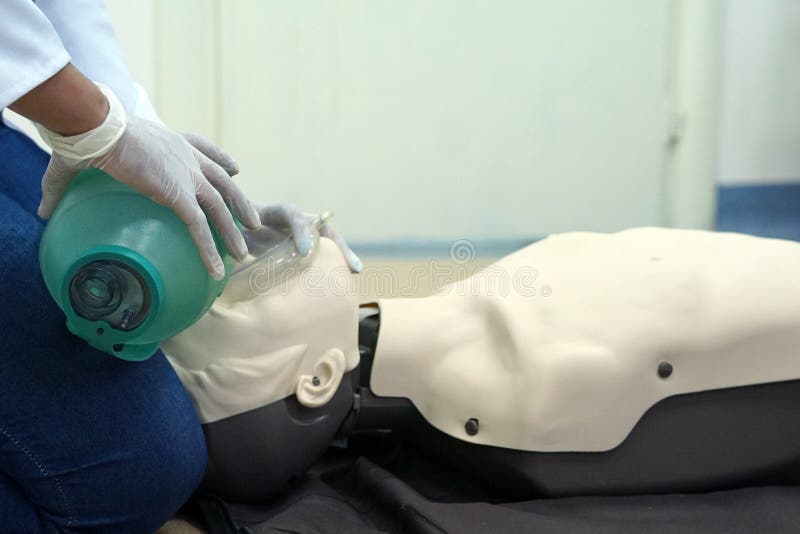 Using a Breathing Bag Ambu by a Student on a Simulation Dummy during ...