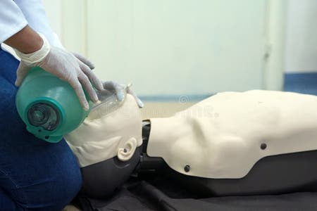 Using a Breathing Bag Ambu by a Student on a Simulation Dummy during ...