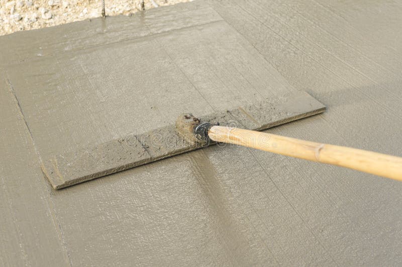 Using a Bull Float To Level, Even Out and Flatten the Wet Concrete. New ...