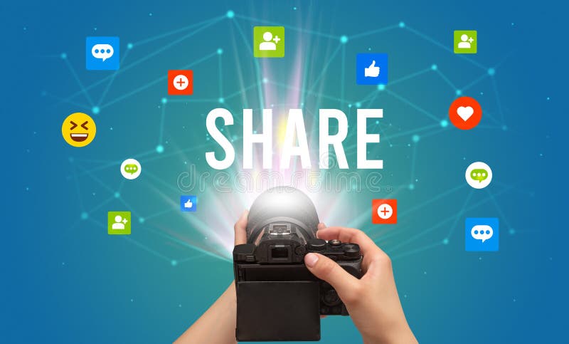 Using Camera To Capture Social Media Content Stock Illustration ...