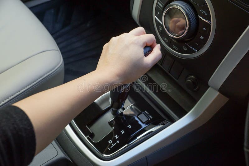 Using a car automatic gear stock image. Image of auto - 111981345
