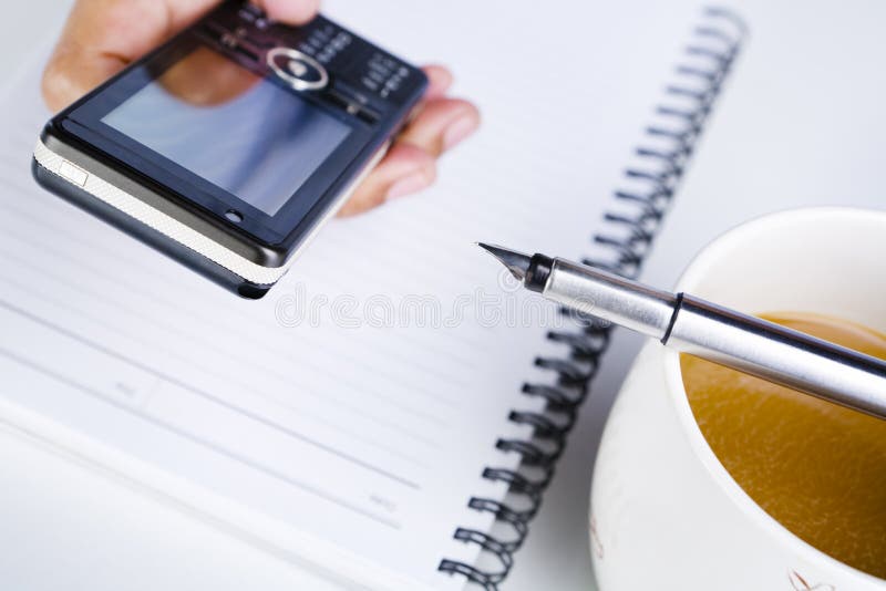 Using Cell Phone on Break Time Stock Image - Image of communication ...