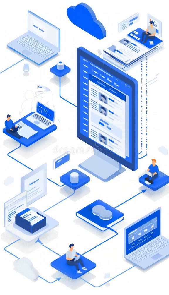 Using Cloud Services for Remote Collaboration Generated Using AI. Stock Illustration ...