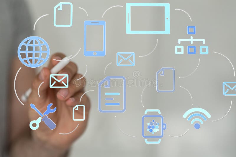 A Using Cloud Technology To Send and Receive Files Stock Image - Image ...