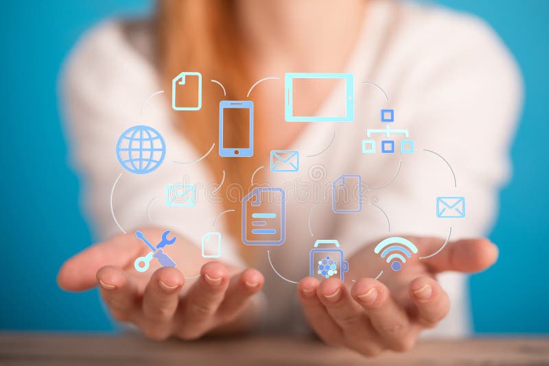 A Using Cloud Technology To Send and Receive Files Stock Image - Image ...