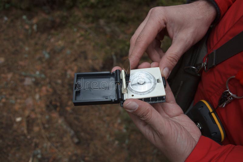 Using a compass stock image. Image of tourist, activity - 71140583
