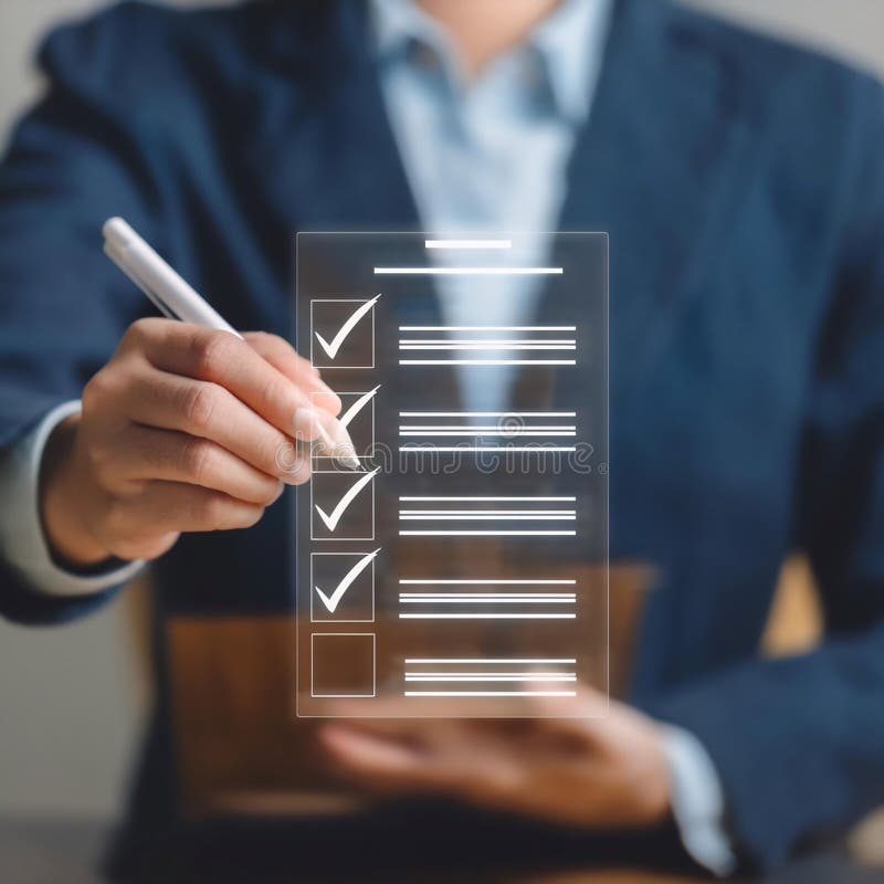 Using and Completing a Checklist, Featuring Elements Like Checkmarks ...