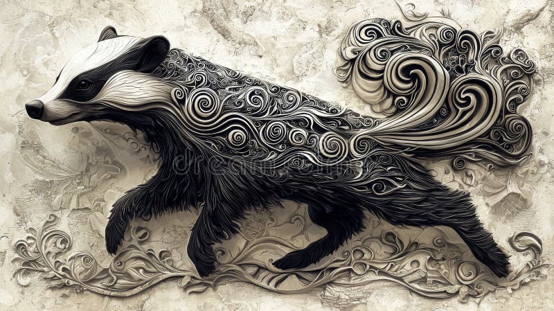 Using a Complex, Textured Pattern, a Skunk Appears, with Its Stripes ...