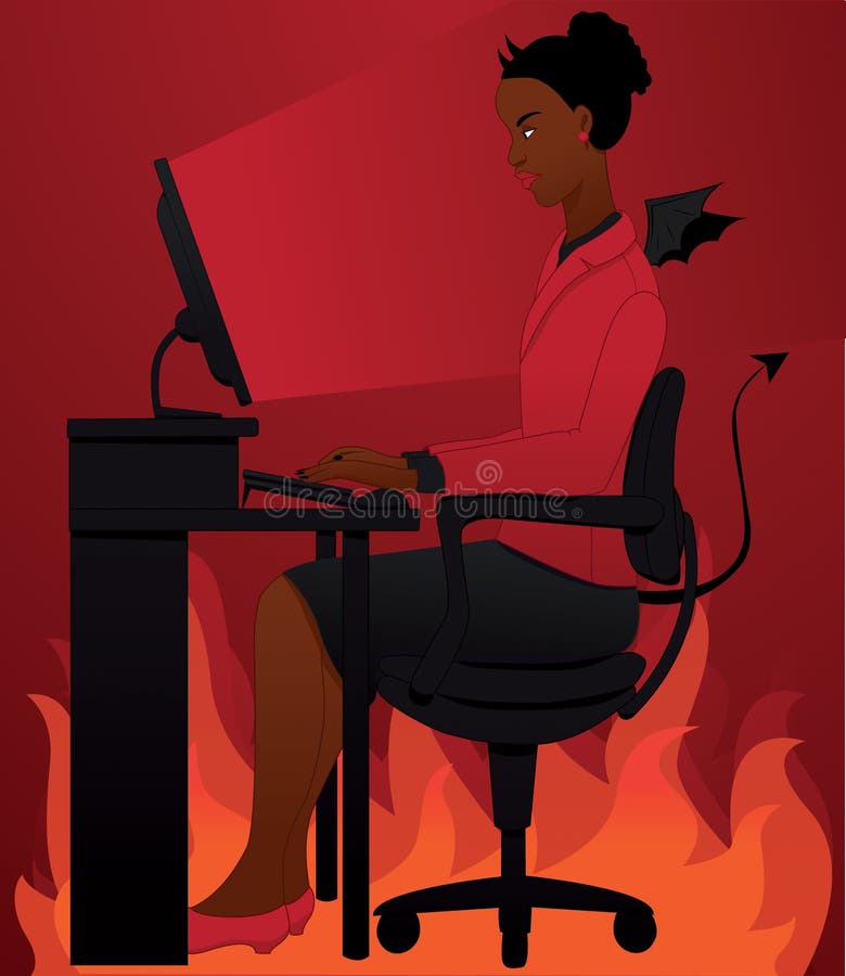 Bad Work Ethics. Using Computer with Bad Conscience. Stock Vector ...
