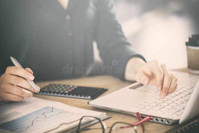 Using Computer Close Up View Stock Photo - Image of education, hand ...