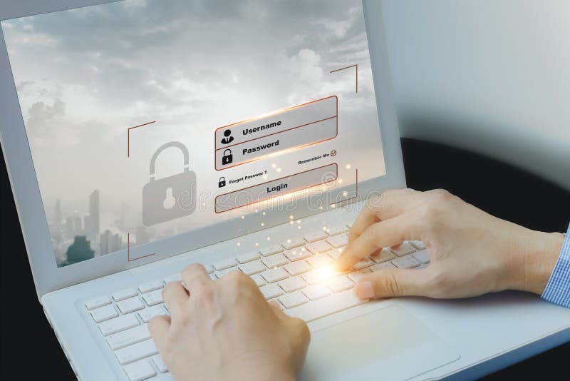 Using Computer Concept of Cyber Security Stock Image - Image of money ...