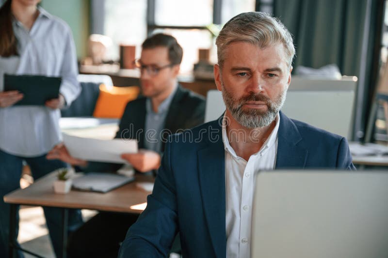 Using Computer. Group of Business People are Working in the Modern ...