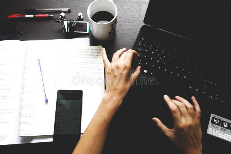 Using Computer on an Office Desk Editorial Photography - Image of ...