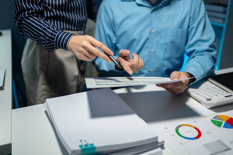 Using Computer Together in Office, Successful Business People Working ...