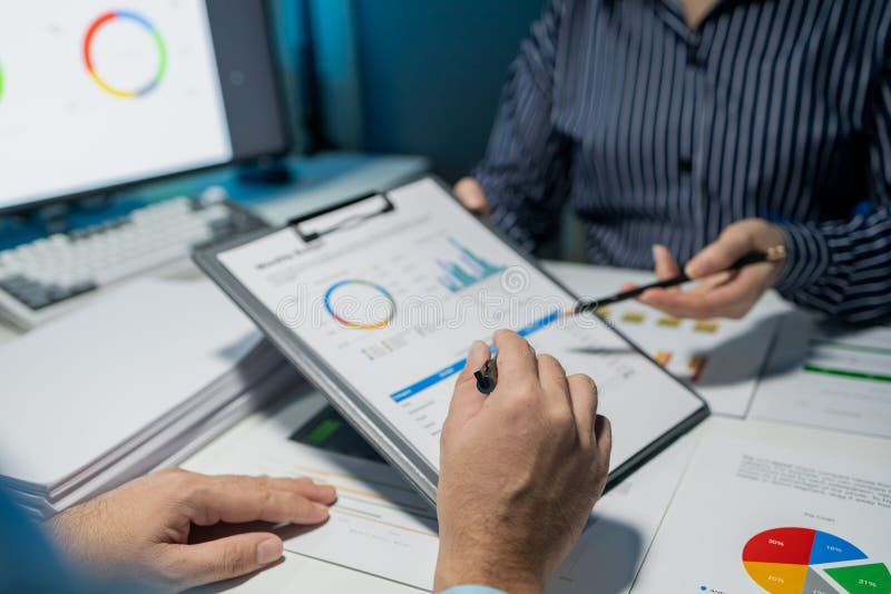 Using Computer Together in Office, Successful Business People Working ...