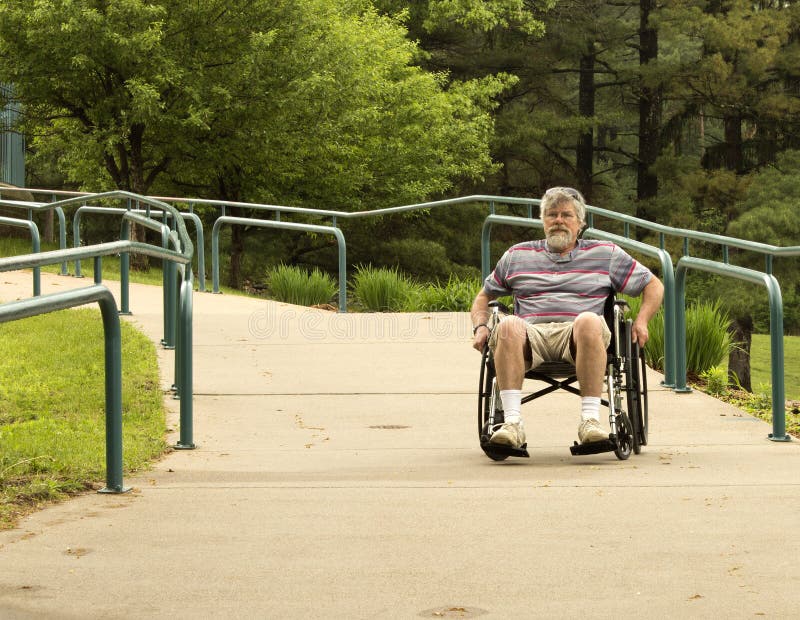 Using a Concrete Wheelchair Access Ramp Stock Photo - Image of cement ...