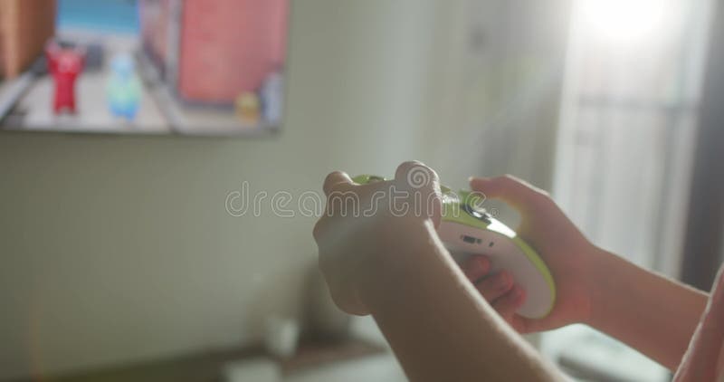 Using Controller Playing Video Games - Close Up of Hands and Joypad ...