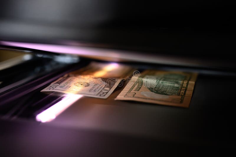 Using a Copy Machine To Print Forgery Currency. Stock Photo - Image of ...