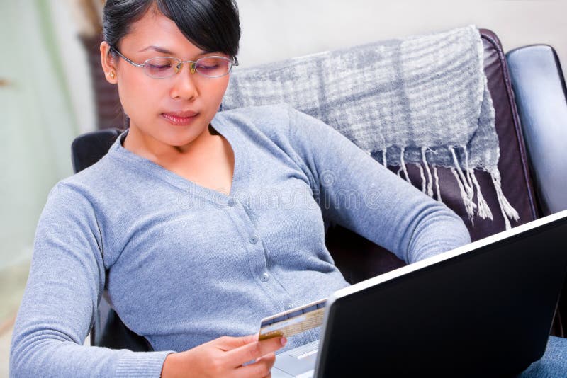 Using Credit Card for Online Transaction Stock Photo - Image of ...