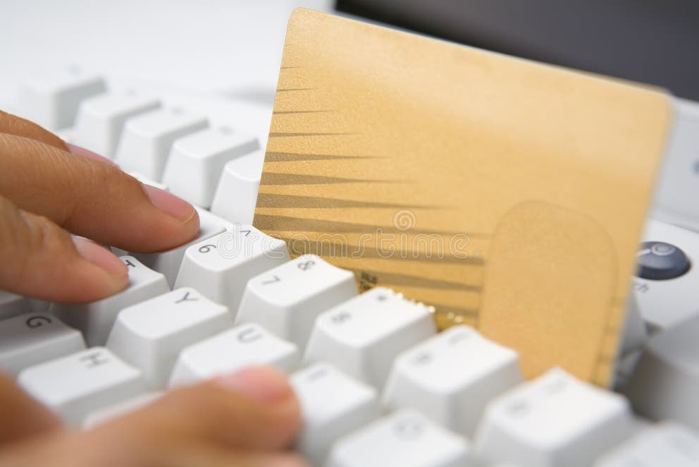 Using Credit Card for Online Transaction Stock Image - Image of card ...