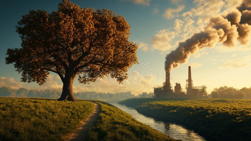 Using 3D Illustration Rendering, Compare the Effects of a Factory ...