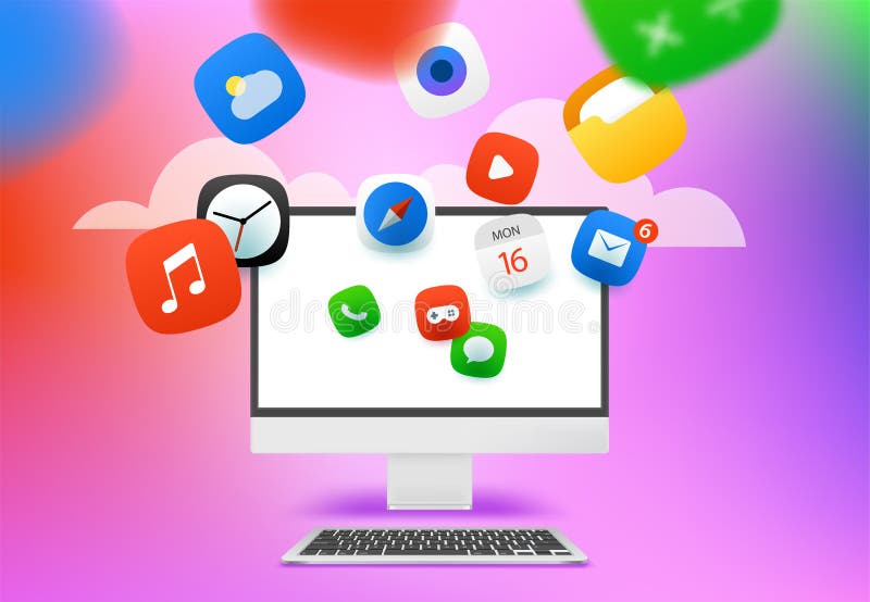 Using Different Internet Applications Stock Vector - Illustration of ...