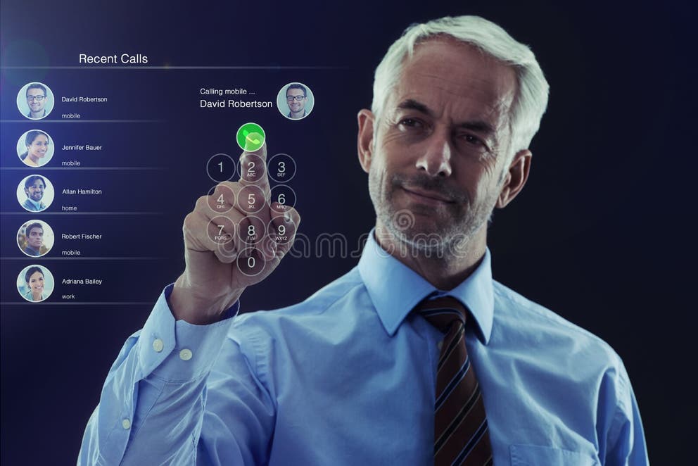 Using a Digital Interface. CGI Shot of a Businessman Using a Digital ...