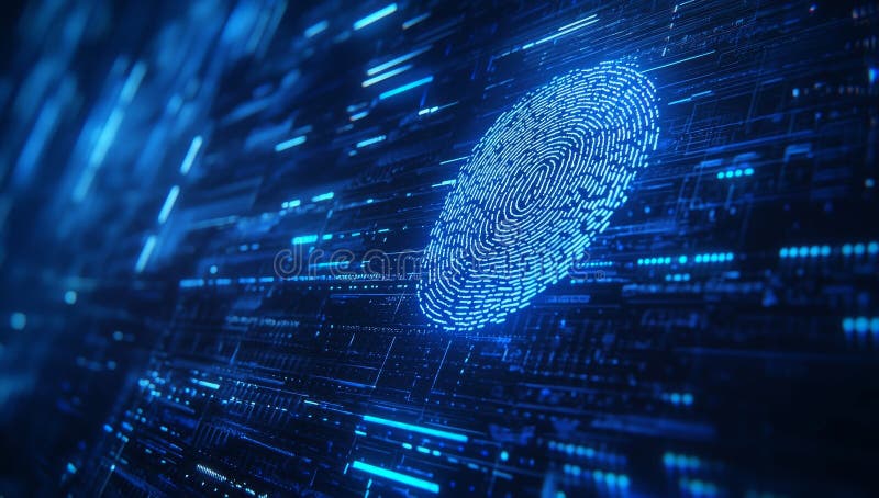 Using a Digital Interface To Scan Fingerprints Biometrically Stock ...