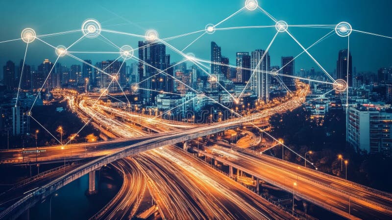 Using Digital Network Technology To Connect Smart Cities. Stock Image ...