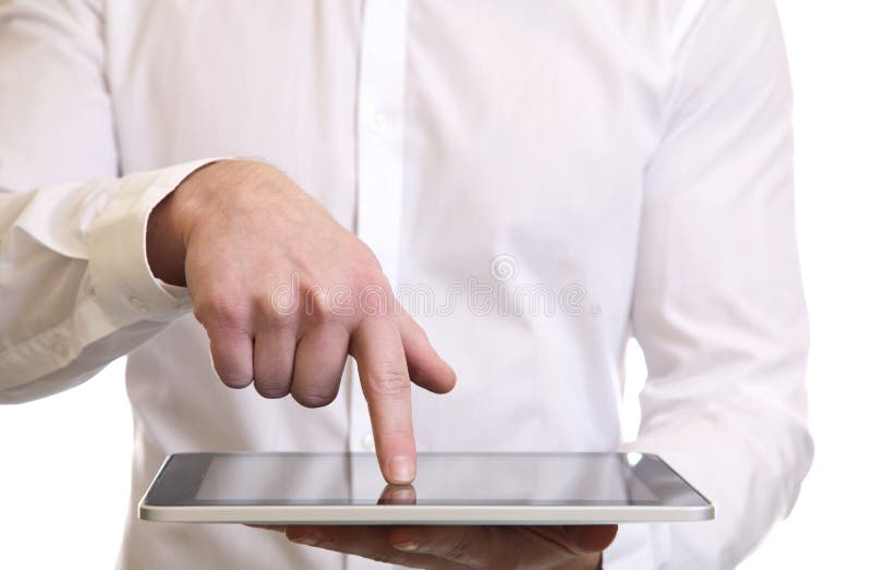 Touching tablet-pc stock image. Image of input, monitor - 20715241