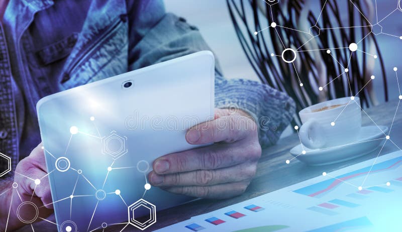 Using Digital Tablet, Light Effect Stock Photo - Image of marketing ...