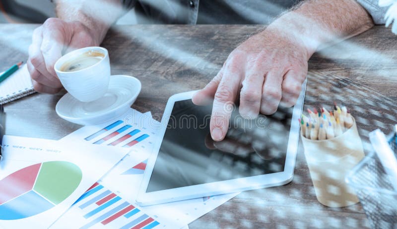 Using Digital Tablet; Light Effect Stock Image - Image of touchscreen ...