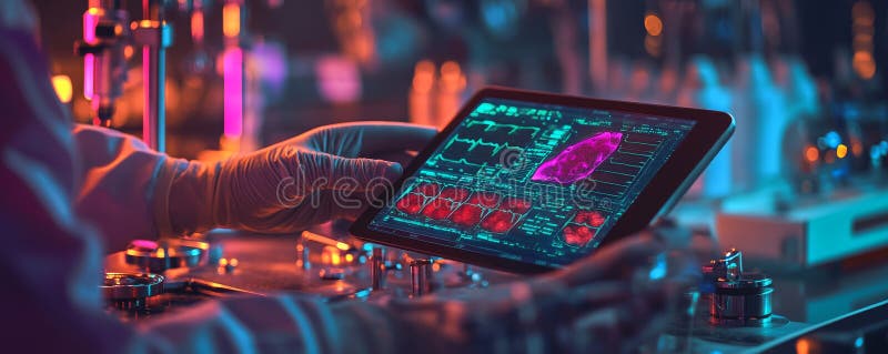 Using a Digital Tablet, the Medicine Doctor Updates Patient Records on ...