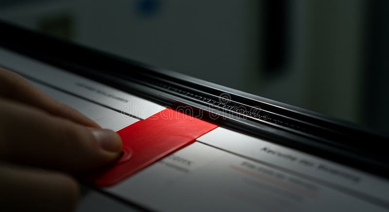 Using a Document Scanner with a Red Guide for Paper Alignment Stock ...