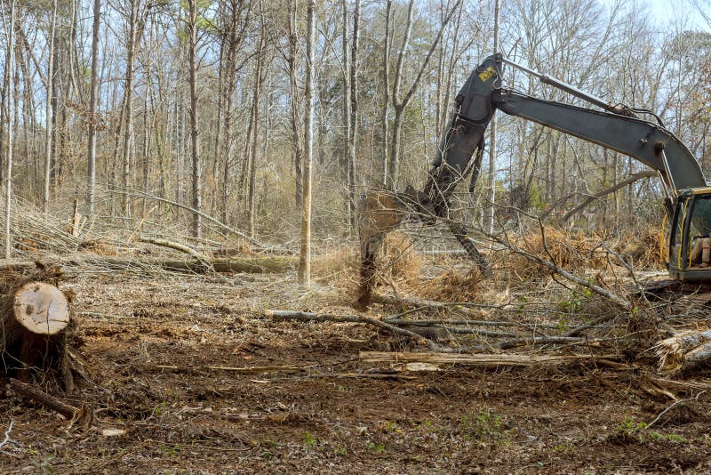 Using an Excavator Worker is Clearing Ground To Build a House. Stock ...